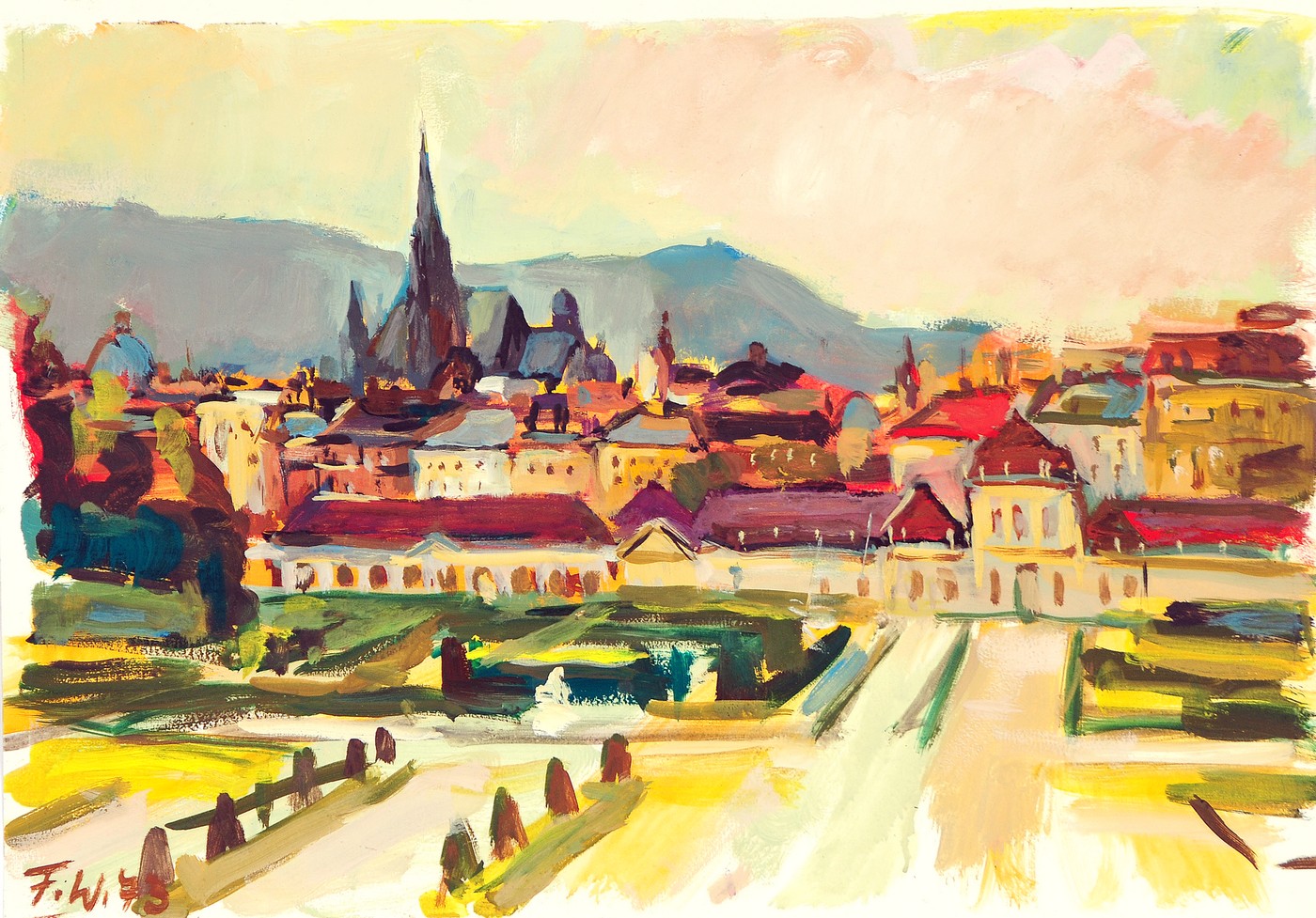 Wlcek Franz/Blick vom Belvedere auf Wien (116)- GALERIE KAIBLINGER